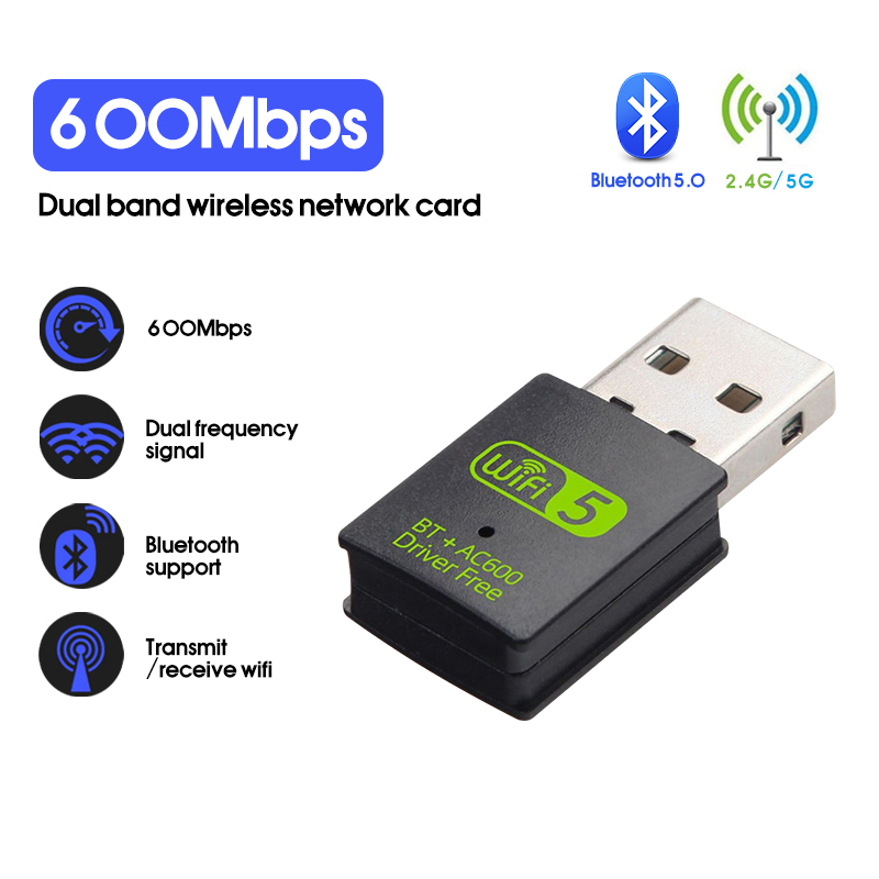 600Mbps USB Wifi Adapter Wireless Wifi Dongle Dual Band 2.4G / 5G Hz ...