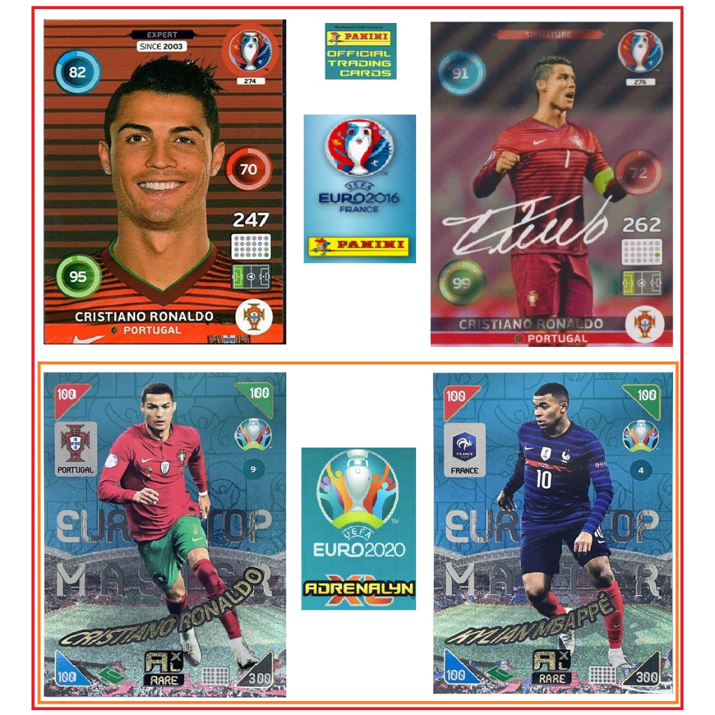 Euro 2016 and 2020 Football Vintage Panini Adrenalyn XL Cards - Ronaldo ...