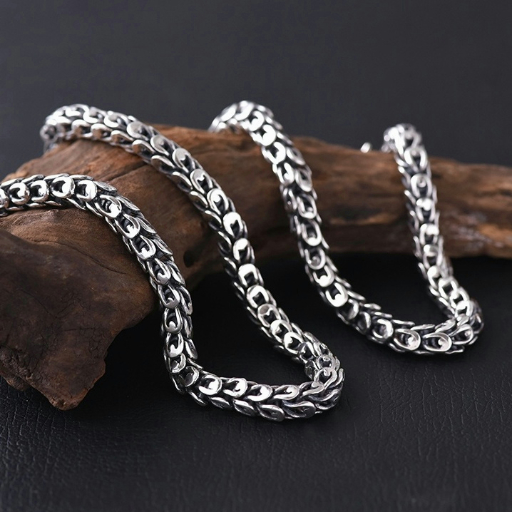 925 sterling silver necklace Seiko retro hand-painted dragon scales ...