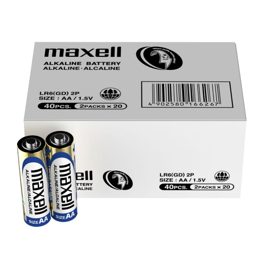 Maxell AA Alkaline Batteries Shrink Pack (1 box x 40 pcs) - LR06 2P ...