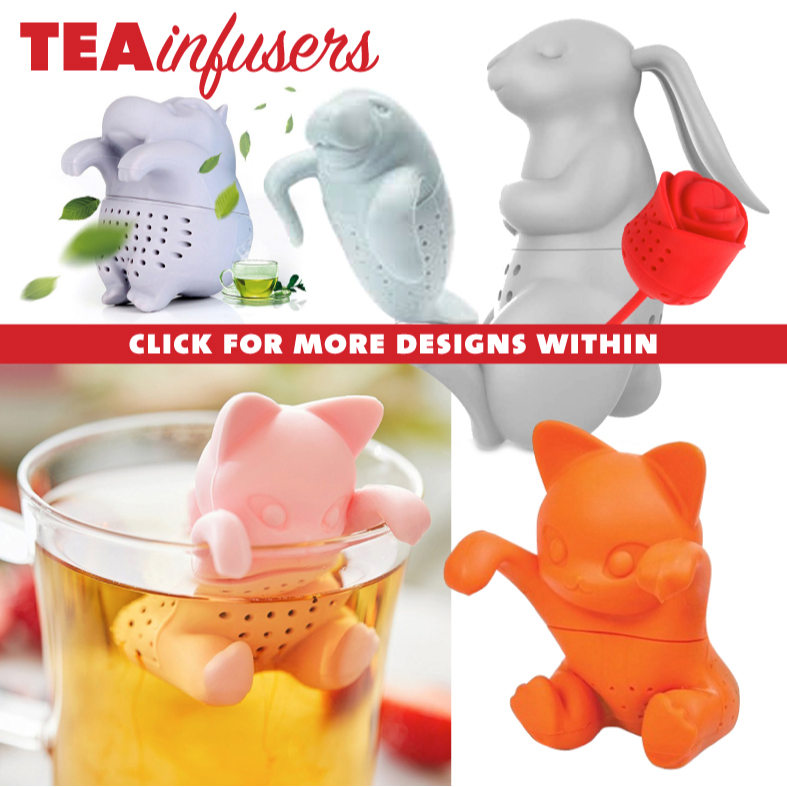 SG STOCKS Seacow Hippo Rabbit Cat Duck Owl Squirrel Rose Silicone Tea ...