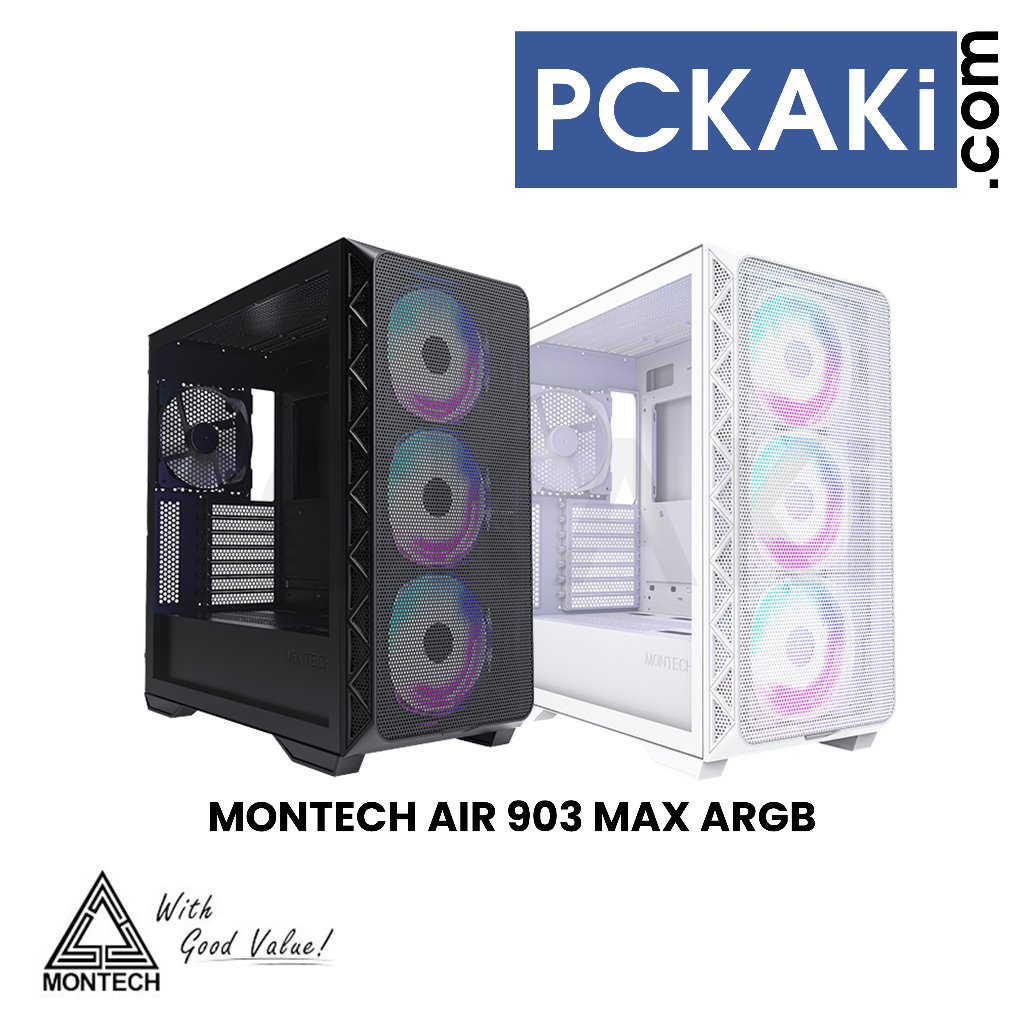 MONTECH AIR 903 MAX ARGB TG MESH FRONT MID TOWER E-ATX / ATX DESKTOP ...