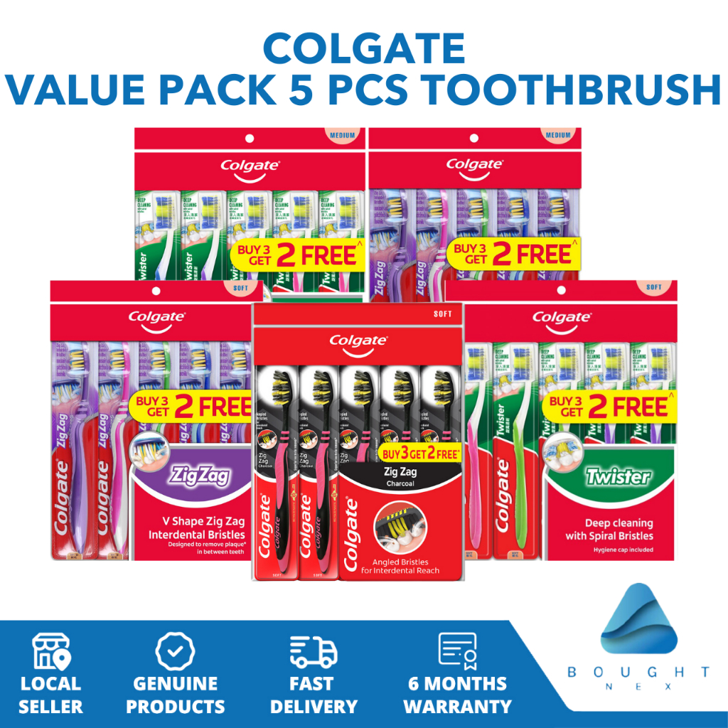 Colgate Zig Zag Twister Charcoal Toothbrush - Soft, Deep Clean, Value ...