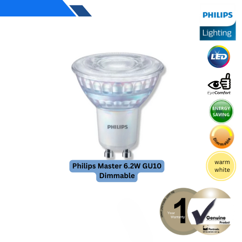 (SG) Philips Master 6.2W GU10 36D 850CD 220-240V CRI90 575LM PAR16 ...
