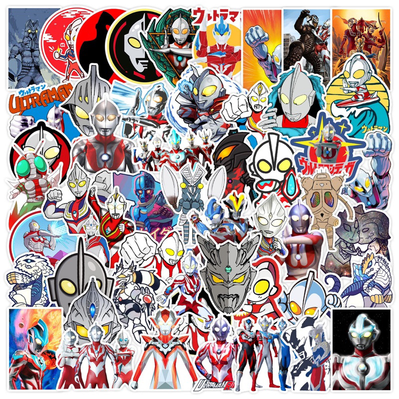 Cartoon Ultraman TQ50-0296 Graffiti Stickers 50pcs Stationery Notebook ...