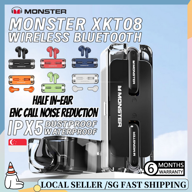 SG READY STOCK Monster XKT08 Bluetooth Earphone Wireless Earphone Low ...