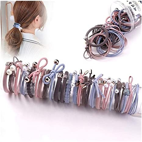 [SG Local] 5Pcs Set Mix Elastic Hair Rope For Women Girls Flower Pearl ...