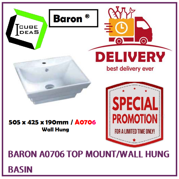 BARON A0706 BATHROOM WALL HUNG WASH BASIN | Shopee Singapore