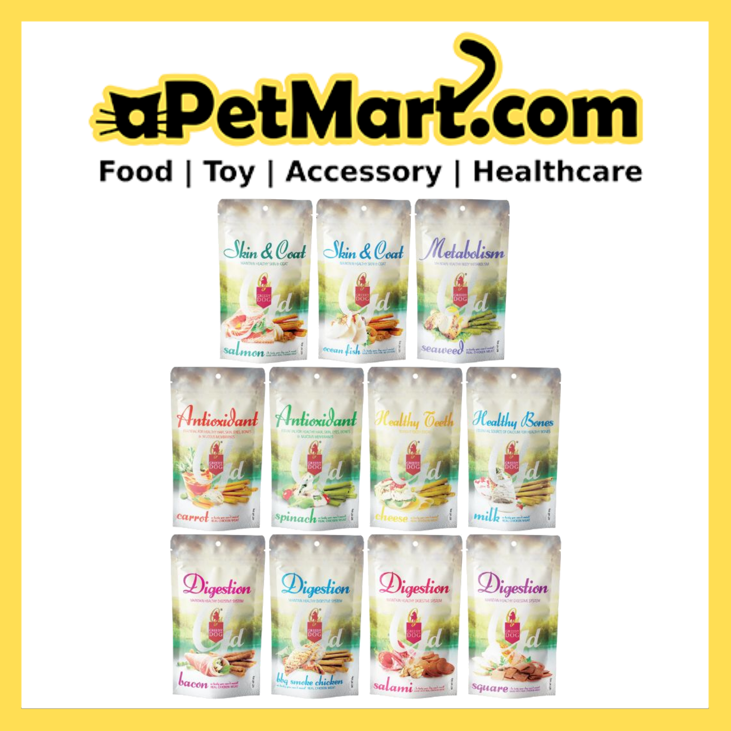 [1 Carton] Greedy Dog Biscuit Treats 80g x 12 packs (11 Flavours ...