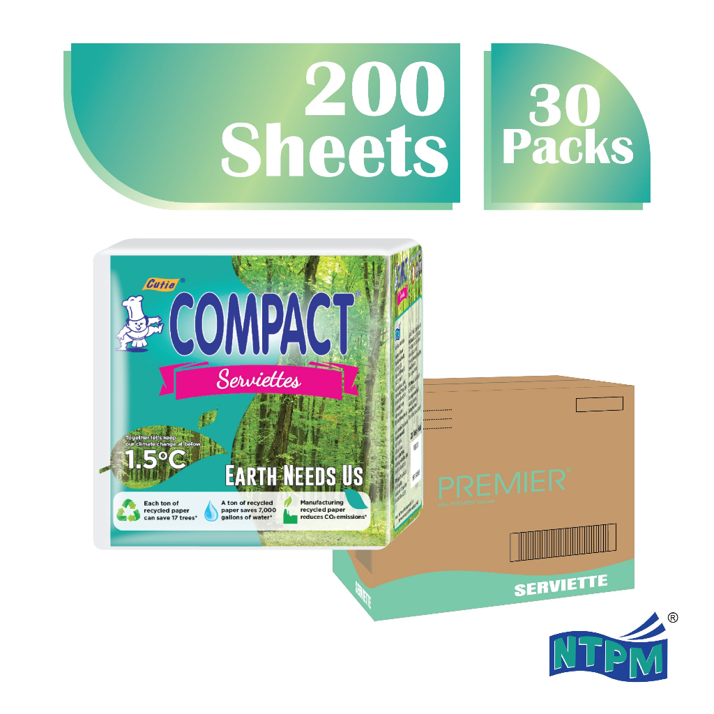 [30 Packs] Cutie Compact Serviette Disposable Napkin - 200 Sheets ...