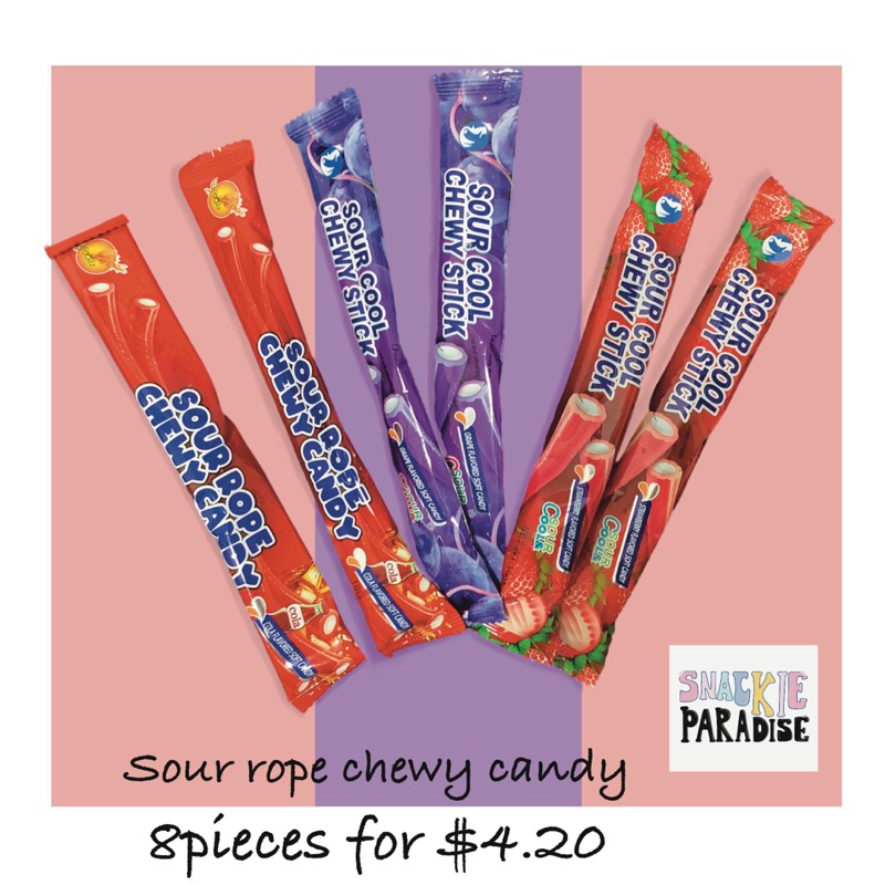 [Set of 8] Sour Rope Chewy Candy, Sour & Cool Chewy Stick | Coca-cola ...