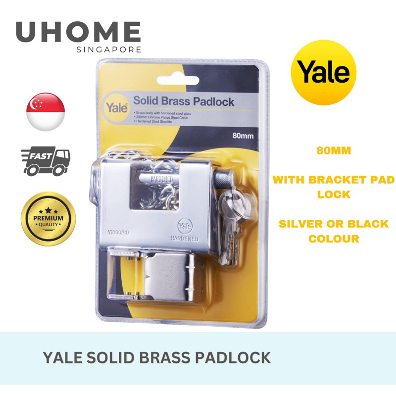 Yale Solid Brass Padlock 80mm with bracket Pad Lock | Shopee Singapore