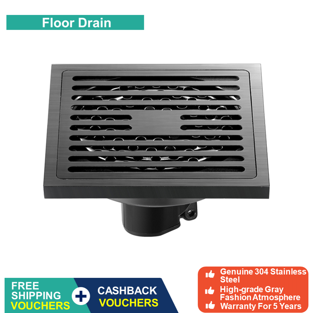 Floor Drain Anti Odor Grey Floor Trap 304 Stainless Steel 10x10cm WC ...