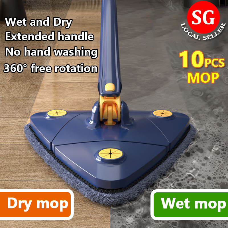 🇸🇬【SG stock】Triangular Mop 360° Rotatable Adjustable 130cm /Self ...