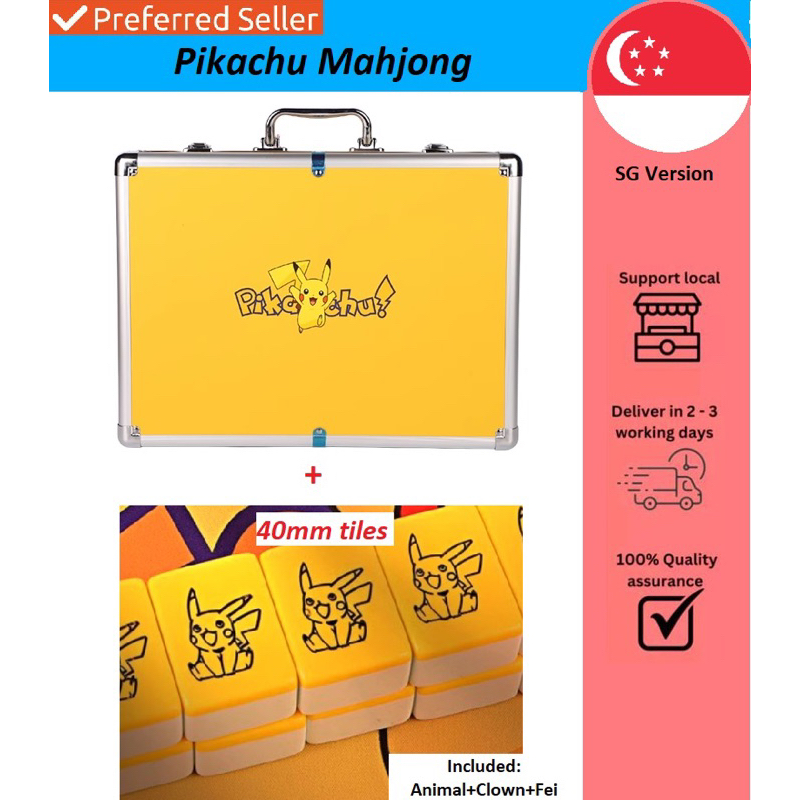 🔥SG Set🔥 Instock Pikachu Mahjong Set Limited Edition 156 Tiles (Animals ...