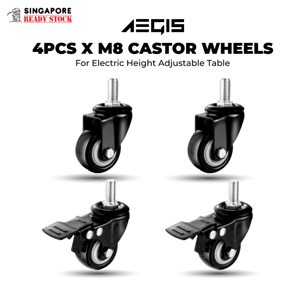 AEGIS 4PCS Heavy Duty Castor Wheels M8x15, Height Adjustable Table ...