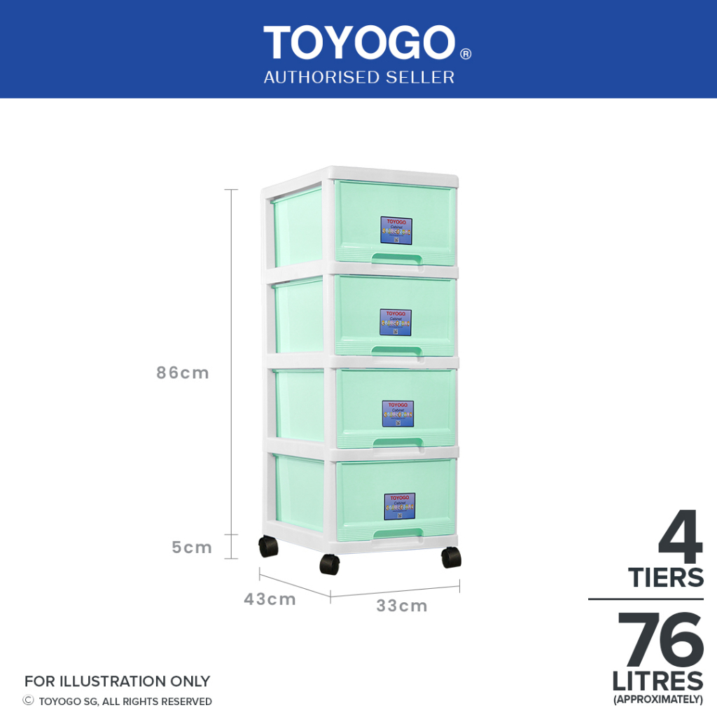 Toyogo 802-4 802-5 Plastic Storage Cabinet / Drawer With Wheels ...