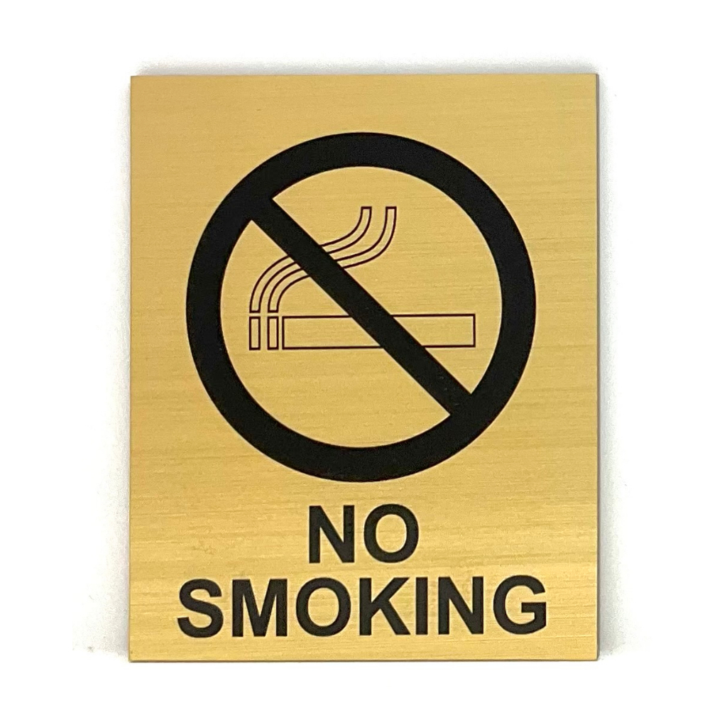 NO SMOKING SIGNAGE | GOLD HAIRLINE | WARNING SIGN, NOTICE SIGN, BEWARE ...