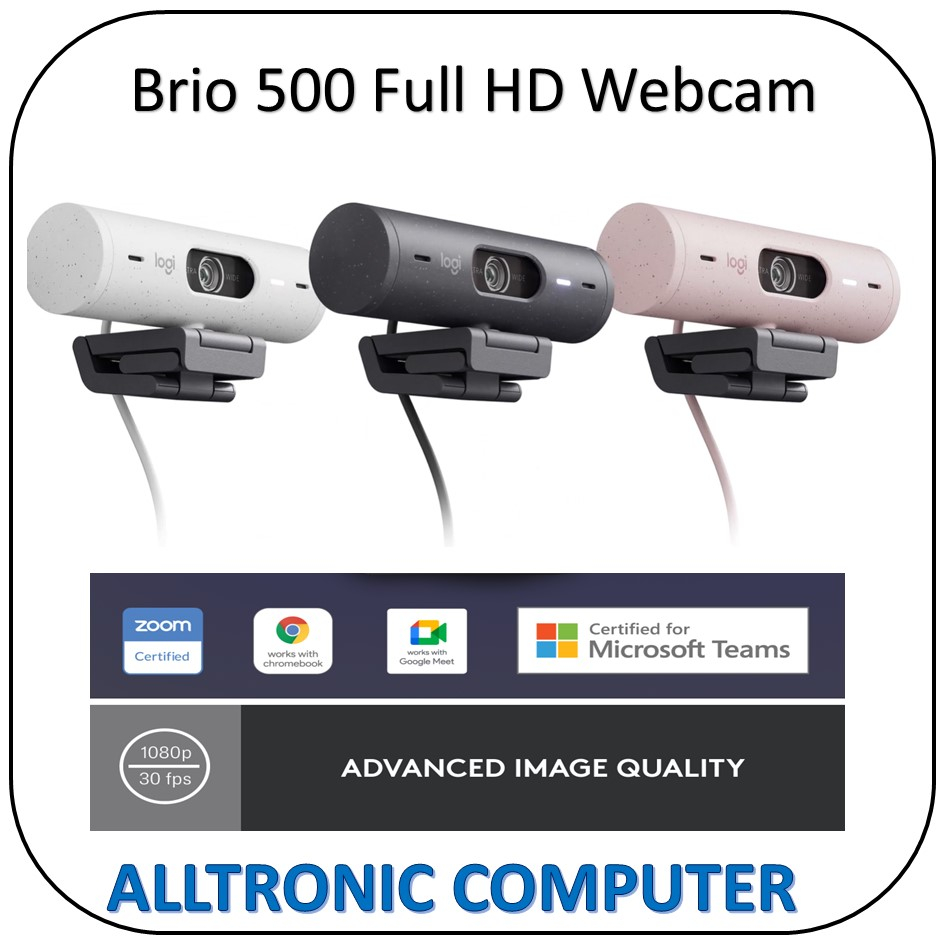 Logitech BRIO 500 Full HD Webcam with Noise Reduction Mics Graphite ...