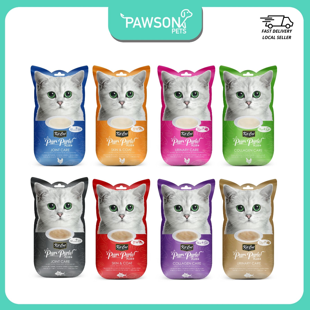 Kit Cat Purr Puree Plus+ 4 x 15g | Chicken or Tuna based | Shopee Singapore