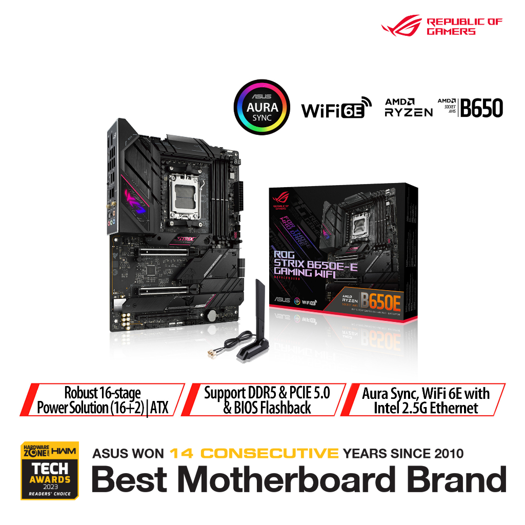 ROG STRIX B650E-E GAMING WIFI ATX Motherboard - AMD B650, PCIe 5.0 ...