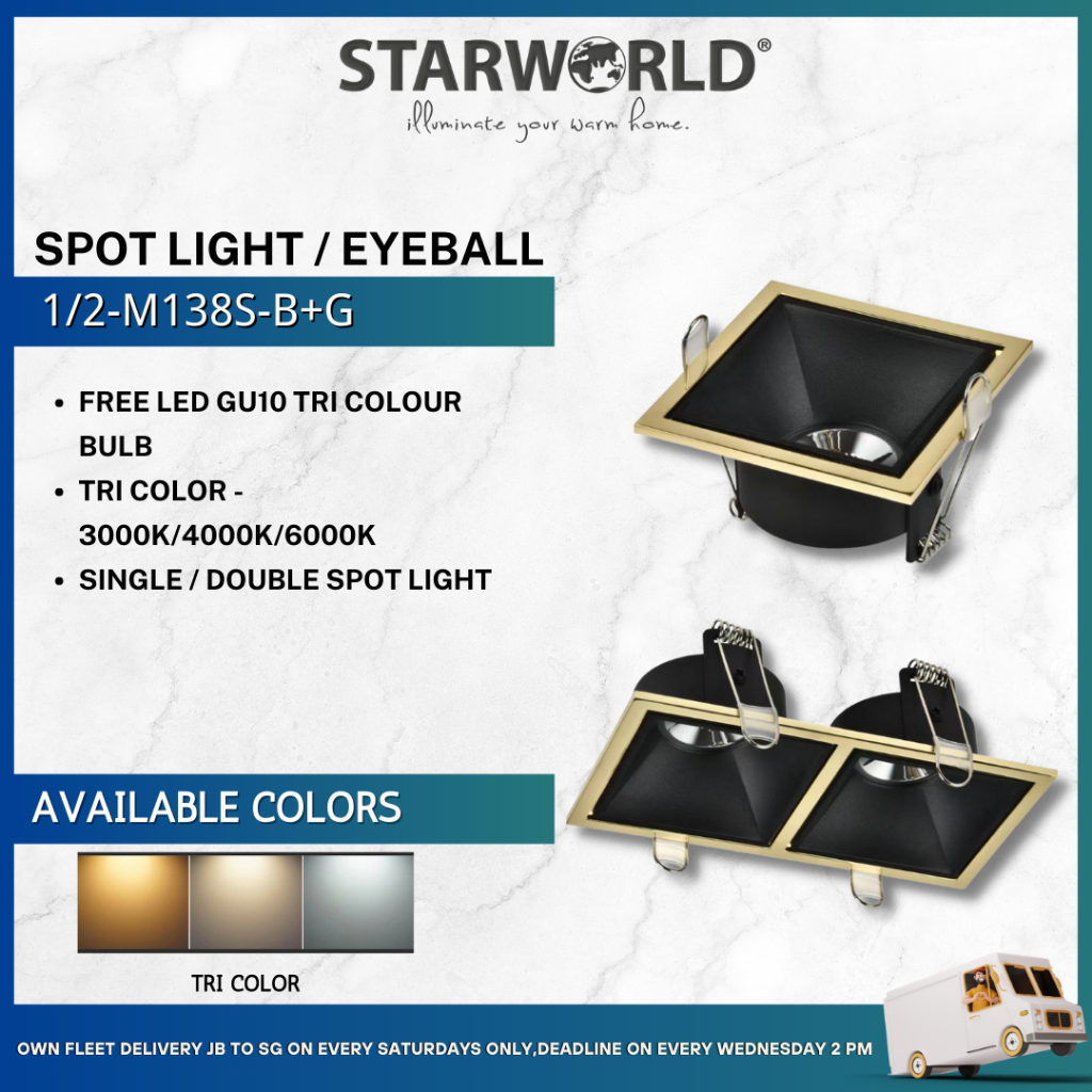 Single/Double Square Black with Linear Gold Stainless Diecast Spot ...