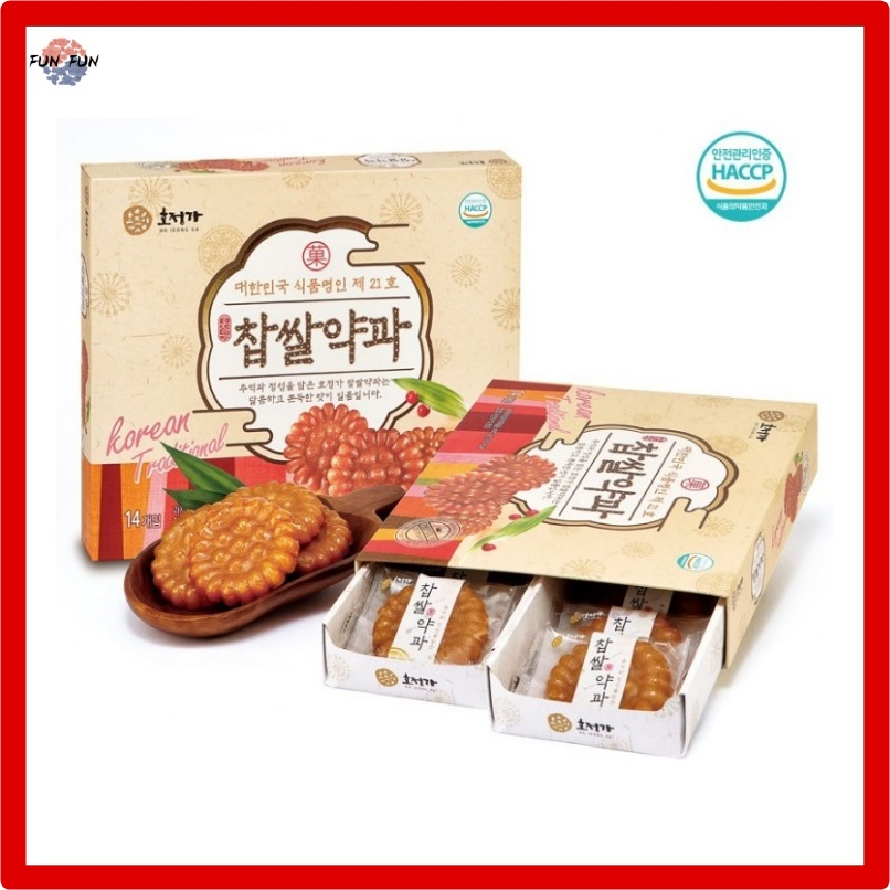Korean traditional snack, Glutinous rice Yakgwa 1 box (14 p) | Shopee ...