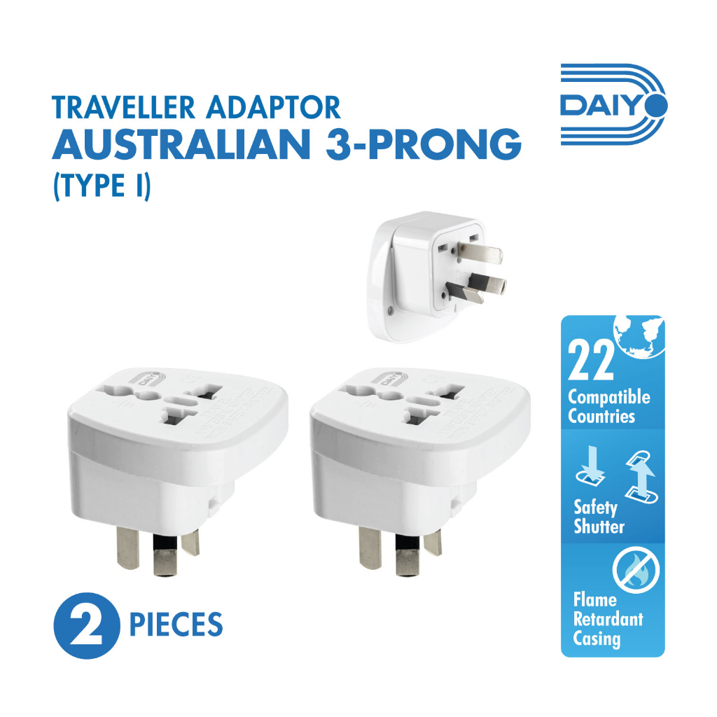 Traveller Adaptor Australian 3-Prong X 2 Pieces | Argentina, Australia ...