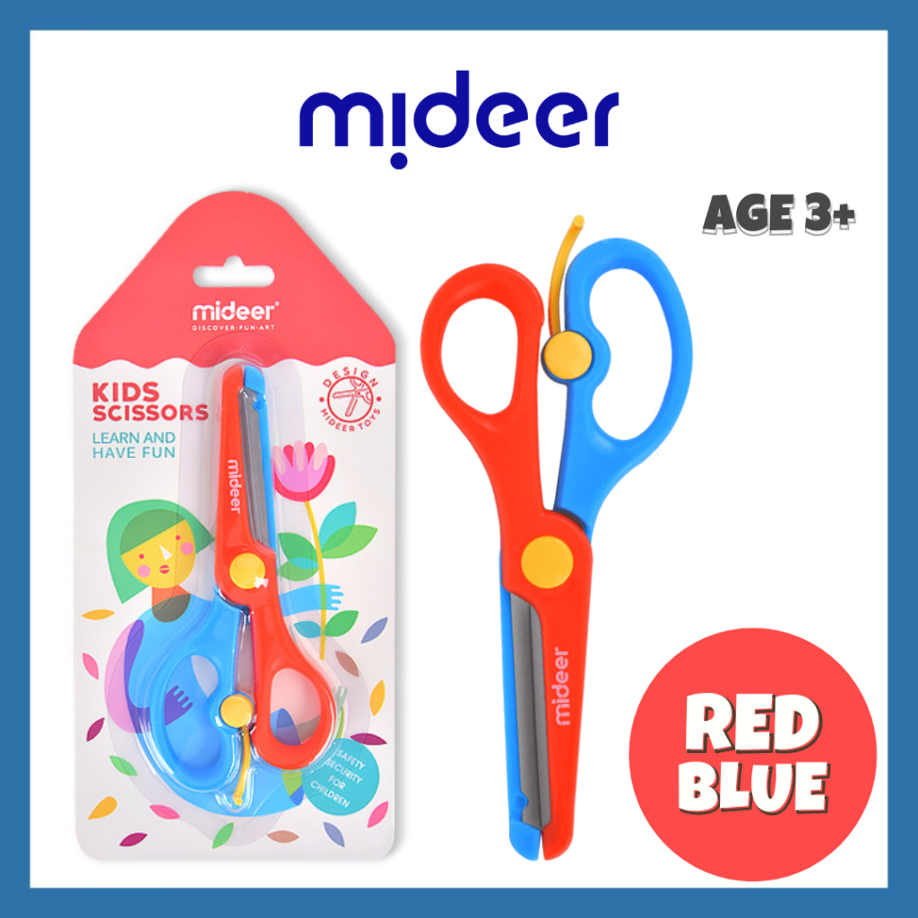 (Red & Blue) Mideer Round Head Kids Safety Scissors For Children Kids ...