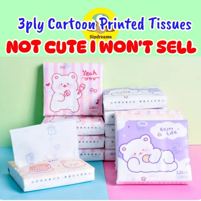 🇸🇬 CUTE Tissue Toilet Paper Wood Pulp Cartoon Printed Kids School Paper ...