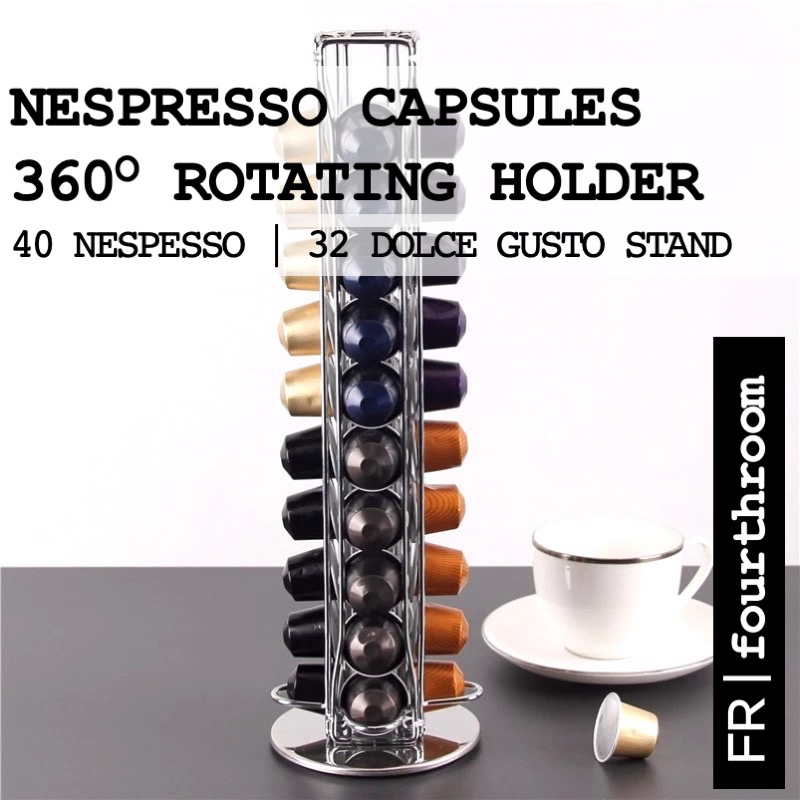 Nespresso Capsules Stand 360° Rotating Steel Holder | for 40pc ...