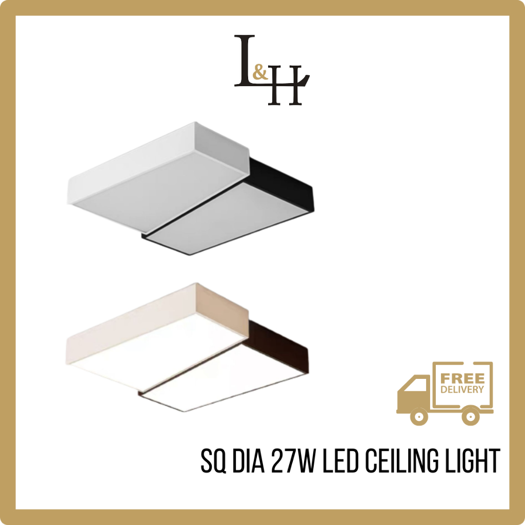 [SG seller] SQ dia 27W LED Ceiling light - 3 colour light - 400 x 400 x ...