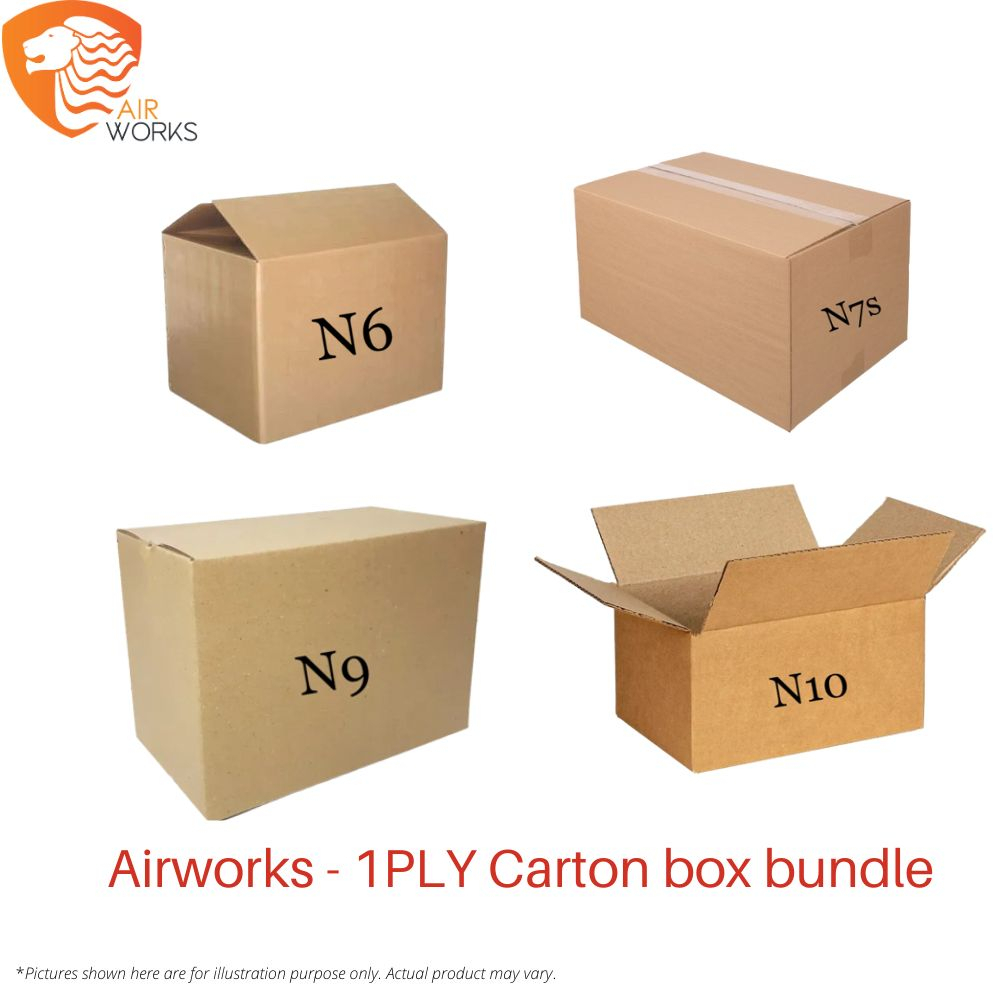8 Carton box bundle 1Ply ( N6 x 2, N7S x 2, N9 x 2, N10 x2) Strong single flute design | Shopee ...