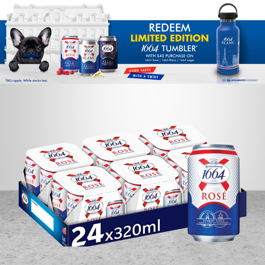 Kronenbourg 1664 Rose Wheat Beer Can 320ML (Pack of 24) | Shopee Singapore