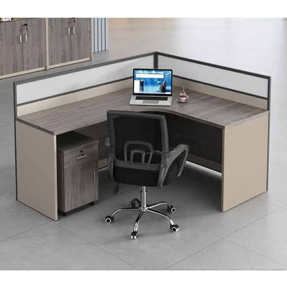 H301 - L Shape Workstation w High Partition, Moveable Pedestal, Home ...