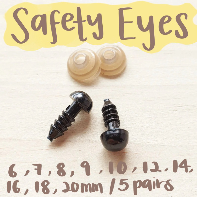 5 pairs Safety Eyes | Crochet Amigurumi | 5mm 6mm 7mm 8mm 9mm 10mm 12mm ...