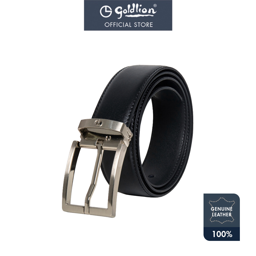 Goldlion Men's Professional Adjustable Genuine Calf Leather Pin Belt ...