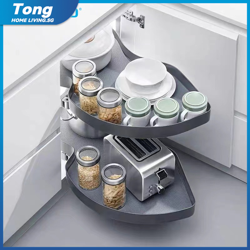 Magic Swing Corner Cabinet Cupboard Pull Rail Kitchen Shelf Turn Corner ...