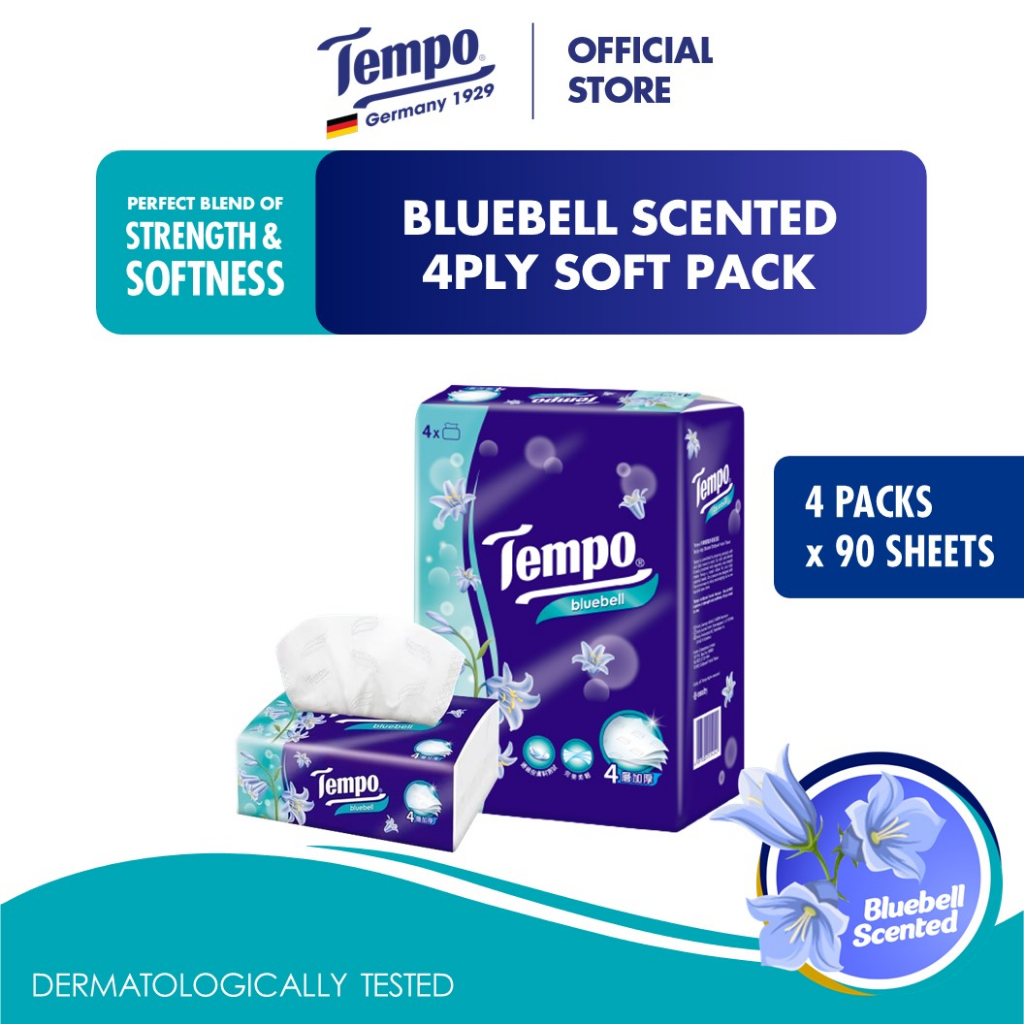 [Tempo Official] 4ply Soft Pack Facial Tissue Bluebell Scented (4x90s ...