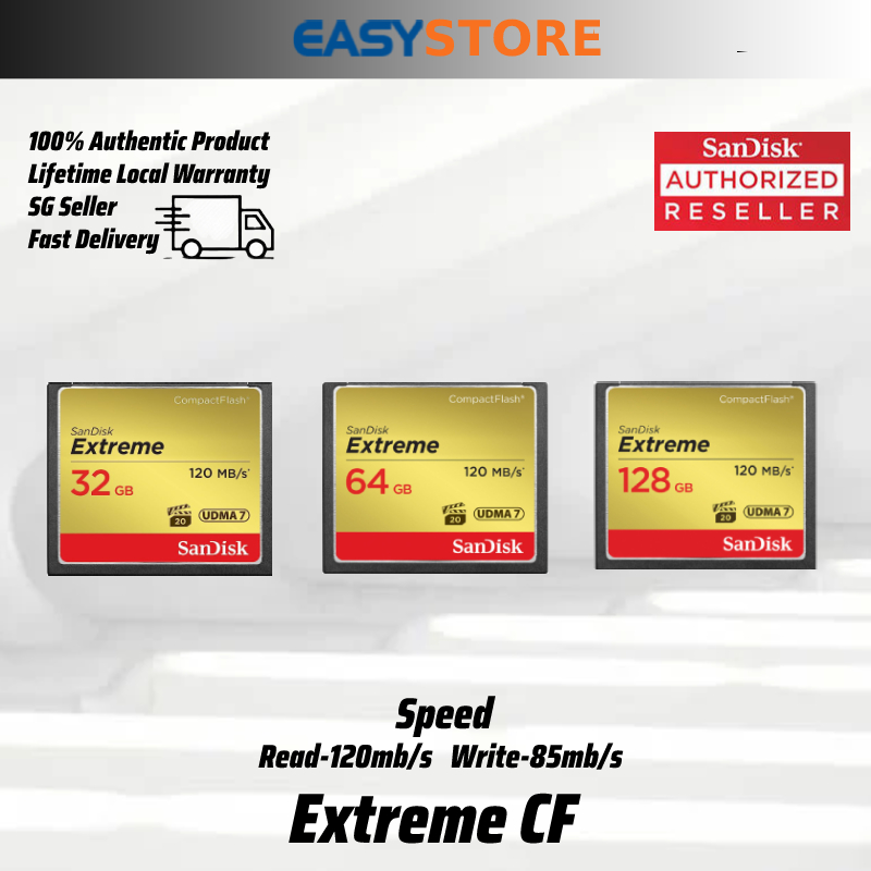 SanDisk Extreme Compact Flash Memory Card 32GB/64GB/128GB (Lifetime ...