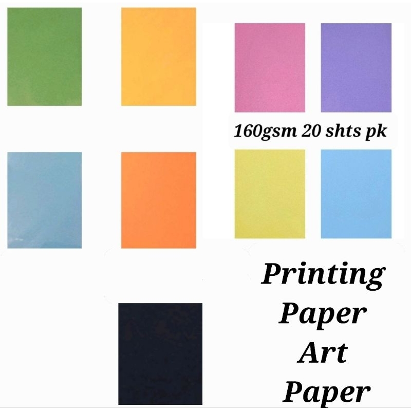 160gsm A4 pastel colour/black printing/art paper 20sheets pack | Shopee ...