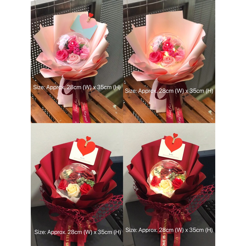 [SG Seller] Mother’s Day Gift Acrylic Ball Bouquet by Artificial Soap Flower Valentine’s Day ...