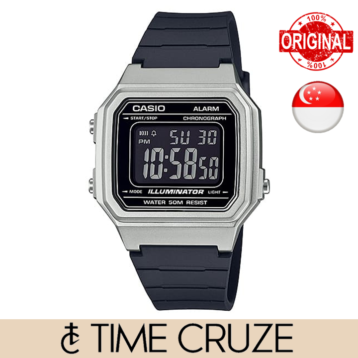 [Time Cruze] Casio W-217H Negative Display Black Band Digital Unisex ...
