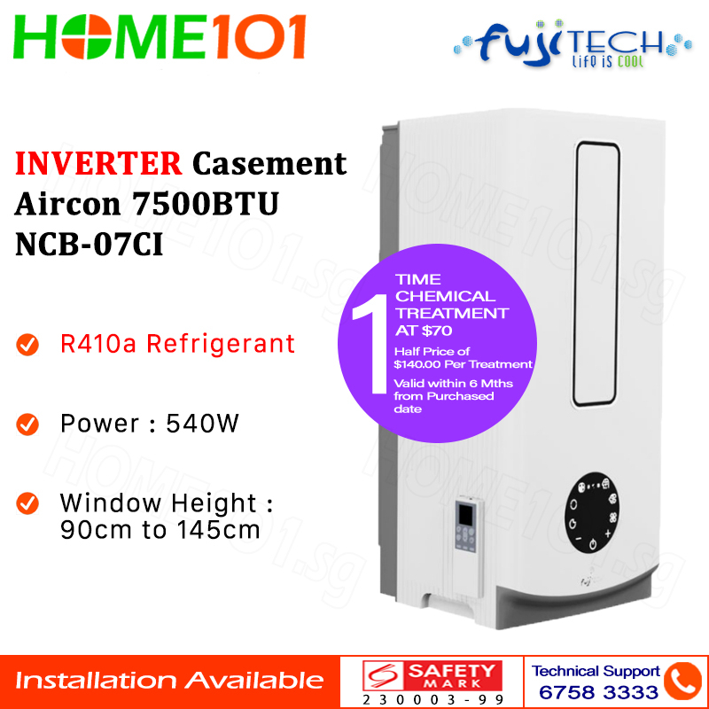 Fujitech Inverter Casement Aircon 7500BTU NCB-07CI | Shopee Singapore