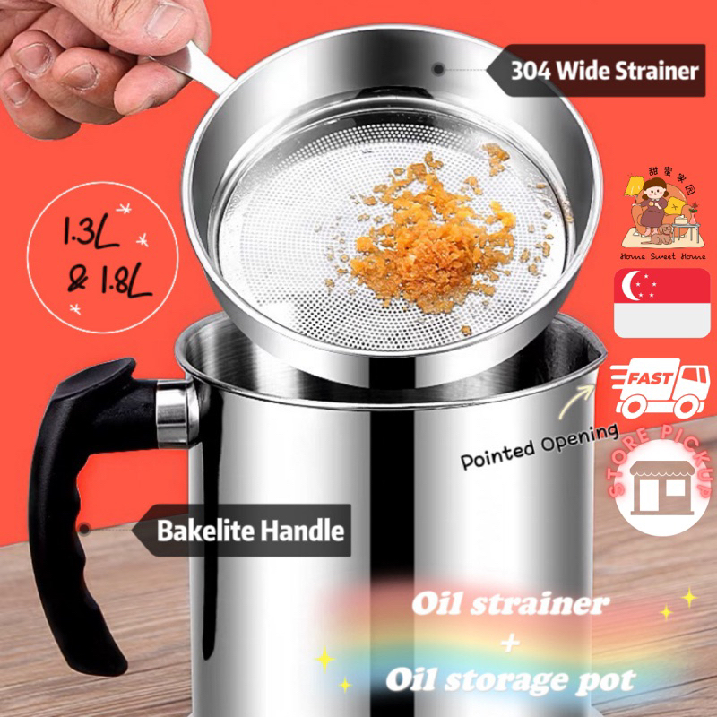[SG] 304 STAINLESS STEEL Oil Filter Pot Oil Strainer Oil Bottle Oil ...