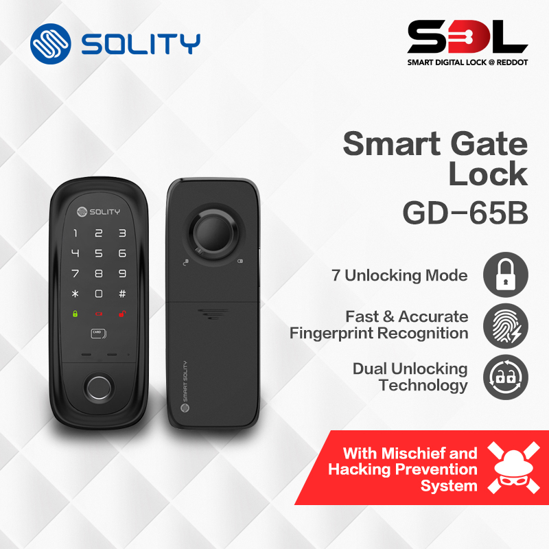 SOLITY GD-65B Smart Gate Lock | Dual Finger Print I Password I Card I ...