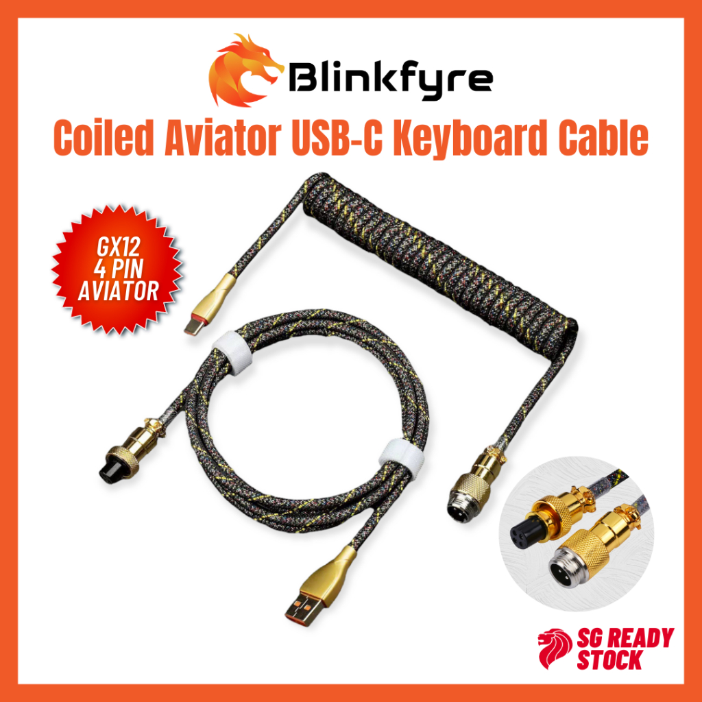 Double Sleeved Coiled Aviator USB-C Keyboard Cable | Shopee Singapore