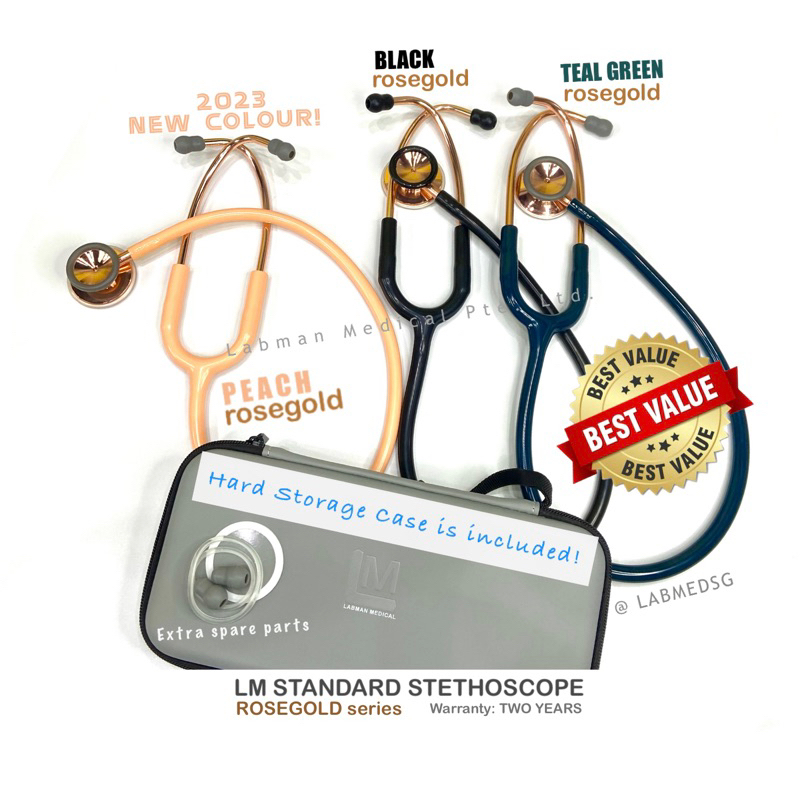 ROSE GOLD LM Stethoscope, rose gold plated Stainless Steel dual sided ...