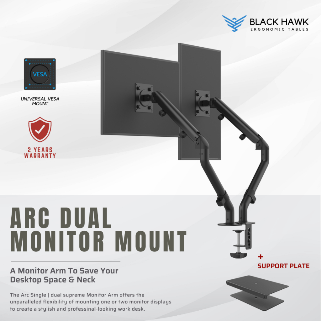 🦅 (𝐒𝐆 𝐒𝐓𝐎𝐂𝐊) Black Hawk Ergonomic Monitor Mount | Monitor Arm | Screen ...