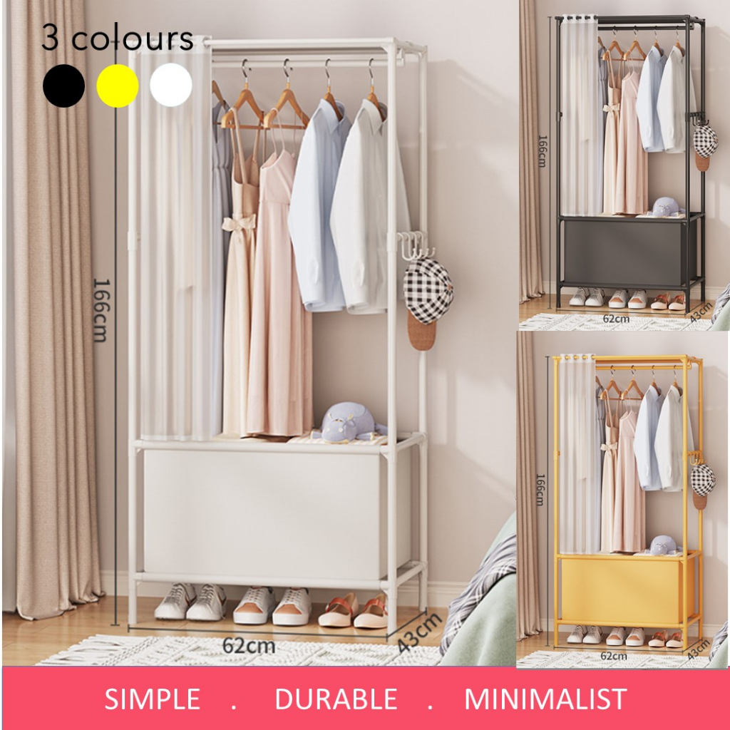 Elegant Wardrobe with Translucent Curtain and Storage Compartment ...